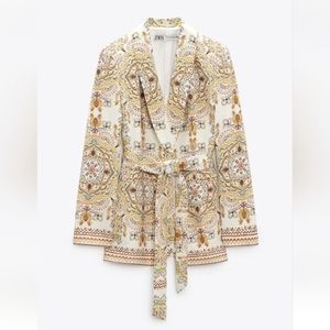 Zara | Jackets & Coats | Zara Printed Linen Blazer | Poshmark